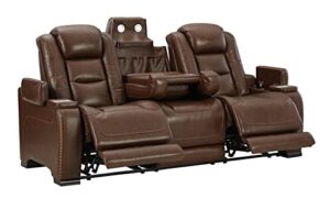 signature design by ashley the man-den reclining sofa, mahogany