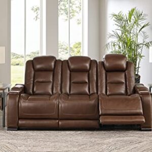 Signature Design by Ashley The Man-Den Reclining Sofa, Mahogany