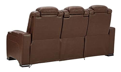 Signature Design by Ashley The Man-Den Reclining Sofa, Mahogany