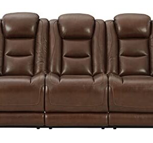 Signature Design by Ashley The Man-Den Reclining Sofa, Mahogany