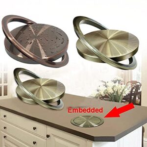 Stainless Steel Garbage Lid Round Trash Bin Built-in Balance Flap Recessed Counter Top Cover Auto Flap Trash Grommet Flexible Swing Trash Can Lid Accessory for Home Kitchen Garbage Use (Green Bronze)