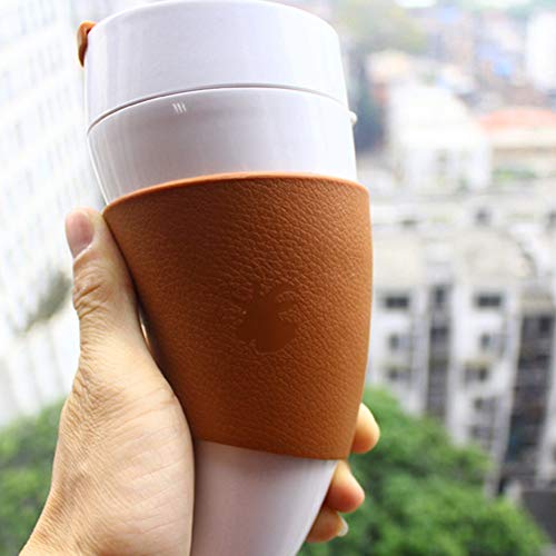 GFHFG Goat Horns Coffee Mug 230ML Steel Vacuum Cup Flask Tea Cups Travel Couple Water Bottle with Rope-Black