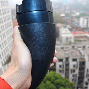 GFHFG Goat Horns Coffee Mug 230ML Steel Vacuum Cup Flask Tea Cups Travel Couple Water Bottle with Rope-Black