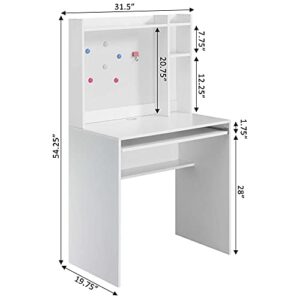 Convenience Concepts Designs2Go Student Desk with Magnetic Bulletin Board and Shelves, White