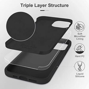 CellEver Silicone Case for iPhone 12, 12 Pro Slim Fit [2 Tempered 9H Glass Screen Protectors Included] Shockproof Phone Cover with [Soft Microfiber Lining] - Black