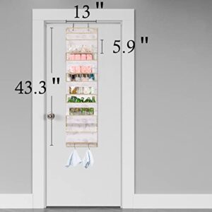 DAMAHOME Over Door Hanging Organizer - Closet Door Storage Organizer 5 Large Pockets, Door Organizer Hanging Clear Window Pocket, 4 Metal Hooks for Baby Nursery Bedroom Pantry Bathroom (Marble)