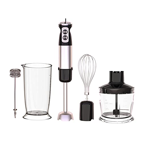 Immersion Hand Blender, 5-in-1 Stick Blender with 300ml Food Grinder, BPA-Free, 600ml Container,Milk Frother,Egg Whisk ,Puree Infant Food, Smoothies, Sauces and Soups - White