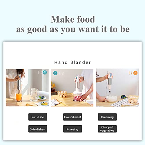 Immersion Hand Blender, 5-in-1 Stick Blender with 300ml Food Grinder, BPA-Free, 600ml Container,Milk Frother,Egg Whisk ,Puree Infant Food, Smoothies, Sauces and Soups - White