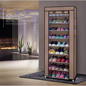 JASOYA Fashionable Room-saving 9 Lattices Non-woven Fabric Shoe Rack , Portable Shoe Rack,Coffee