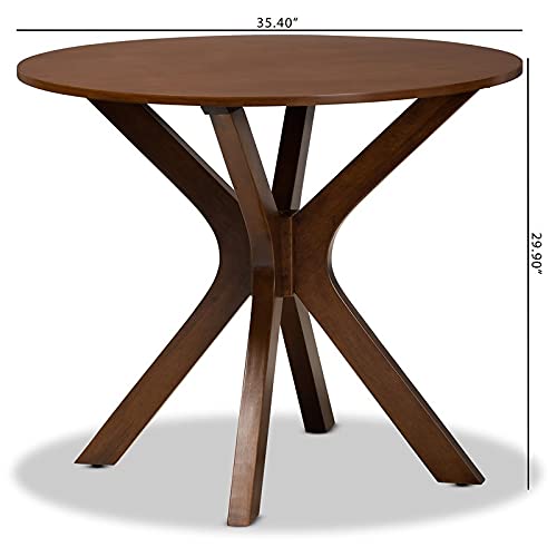 BOWERY HILL Mahogany Walnut Brown Finished 35-Inch-Wide Round Wood Dining Table