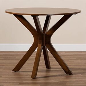 BOWERY HILL Mahogany Walnut Brown Finished 35-Inch-Wide Round Wood Dining Table