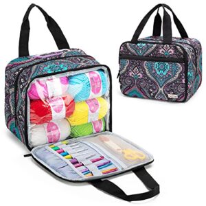 lodrid small portable knitting bag, crochet yarn storage bag, knitting tote bag for knitting starter kit, travel yarn organizer for yarn & crochet supplies for beginner, adult, totem (bag only)