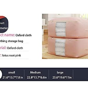 ZKQ Storage Bag, Oxford Cloth, Quilt Bag, Clothing Storage, Double Zipper, Washable, Moisture-Proof, Pink, Medium