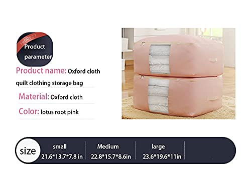 ZKQ Storage Bag, Oxford Cloth, Quilt Bag, Clothing Storage, Double Zipper, Washable, Moisture-Proof, Pink, Medium