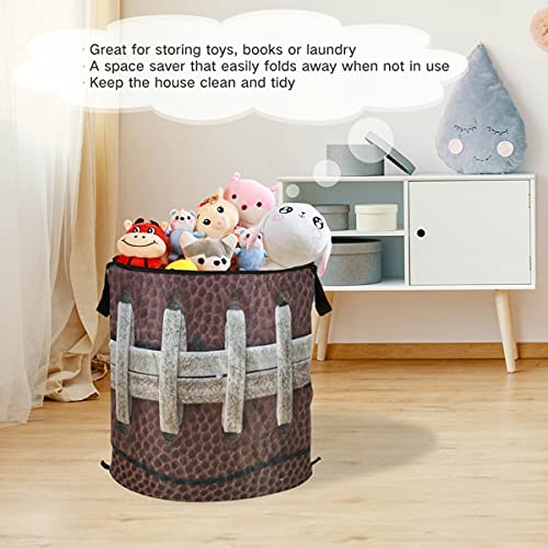 DOMIKING American Football Popup Laundry Hamper with Handles Collapsible Laundry Basket Portable Laundry Bin for Kids Rooms College Dorm Camping