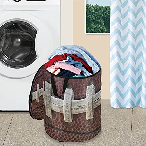 DOMIKING American Football Popup Laundry Hamper with Handles Collapsible Laundry Basket Portable Laundry Bin for Kids Rooms College Dorm Camping