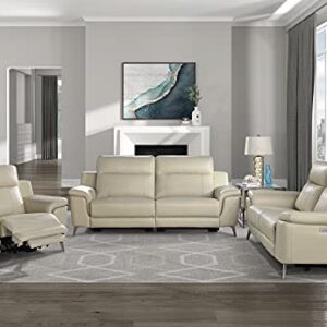 Lexicon Ezra Genuine Leather Power Reclining Sofa, Beige