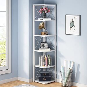 tribesigns 6-tier corner shelf, 70.8 inch tall white corner bookshelf storage etagere bookcase for living room, corner display rack plant shelf for home kitchen small space (white)