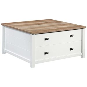 sauder cottage road storage coffee table in soft white, soft white finish