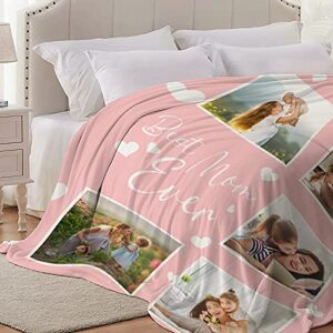 Custom Blanket Personalized Mom Throw Blanket with Photo Text,Soft Comfortable Customized Gifts for Mom Grandma for Birthday Mother's Day 80"x60"