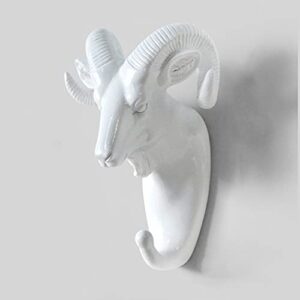 kopiqin crafts home wall decoration elegant single goat head wall resin hook cartoon hook jewelry key scarf bag hanger robes coat rack for living room bedroom