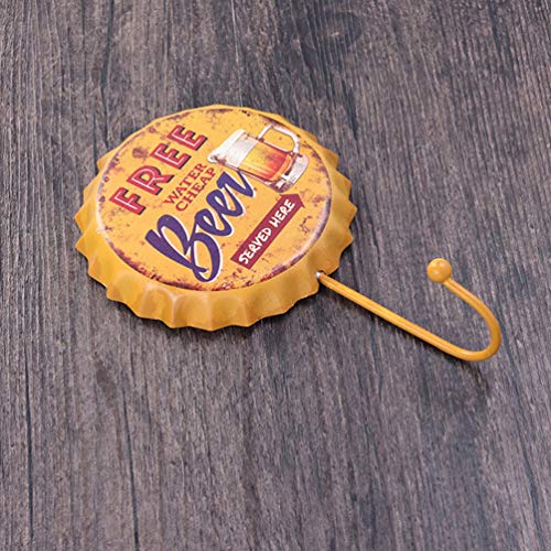 ULTNICE Retro Iron Beer Bottle Cap Decorative Wall Hooks, Key Holders Creative Bag Organizer Hanging Hooks Bar Decoration Clothes Rack Wall Hook 2PCS (Style 51213, Style 51214)