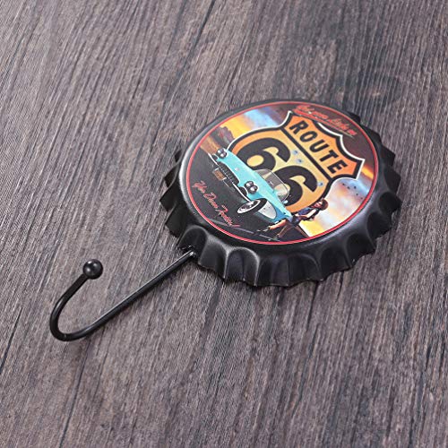 ULTNICE Retro Iron Beer Bottle Cap Decorative Wall Hooks, Key Holders Creative Bag Organizer Hanging Hooks Bar Decoration Clothes Rack Wall Hook 2PCS (Style 51213, Style 51214)