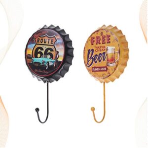 ULTNICE Retro Iron Beer Bottle Cap Decorative Wall Hooks, Key Holders Creative Bag Organizer Hanging Hooks Bar Decoration Clothes Rack Wall Hook 2PCS (Style 51213, Style 51214)