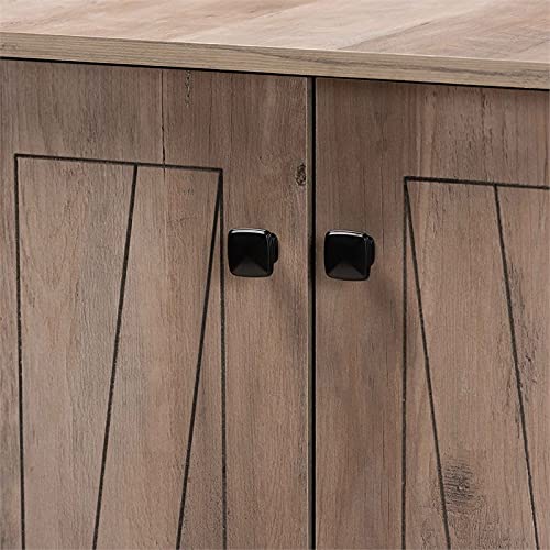 BOWERY HILL Natural Oak Finished Wood 3-Door Shoe Cabinet