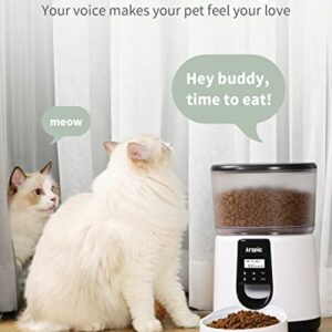 Automatic Cat Feeder, Arspic 4L Auto Cat Food Dispenser with Programmable Timer Feeder and Portion Control Automatic Pet Food Feeder for Small & Medium Cats Dogs with Desiccant Bag & Voice Recorder