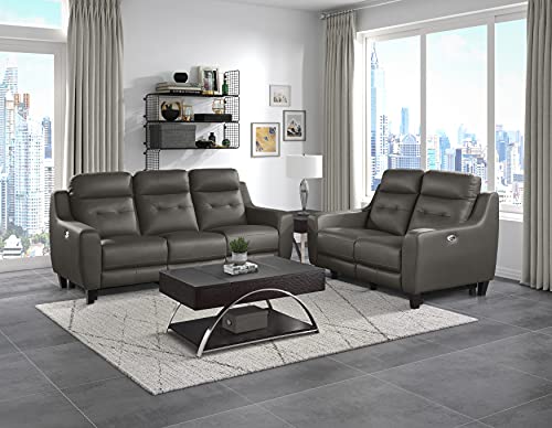 Lexicon Schuyler Power Double Reclining Loveseat, Grayish Brown