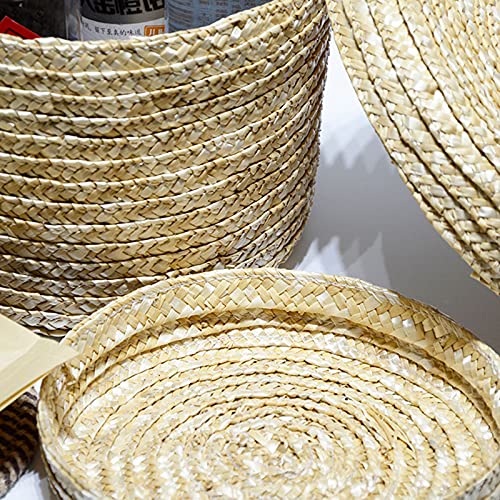 Zhuxin Woven Straw Storage Baskets with Lid, Rattan Snack Container Multipurpose Bins Laundry Toys Organizer Household, Round Large Diameter 22cm Height 17cm