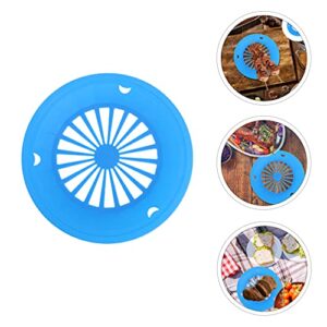 Hemoton 12pcs Barbecue Plates Non- Stick Grill Plate Platic Dinner Plate Hollow- out BBQ Paper Plate Holder BBQ Supplies Blue