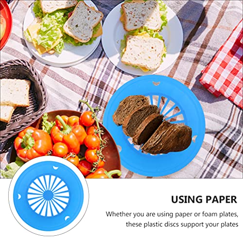 Hemoton 12pcs Barbecue Plates Non- Stick Grill Plate Platic Dinner Plate Hollow- out BBQ Paper Plate Holder BBQ Supplies Blue