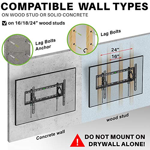 USX MOUNT Advanced Tilt TV Wall Mount for Most 42-90 inch TVs, Easy to Install Extension TV Mount Extending to 7 inch, Universal Wall Mount TV Bracket Up to 24'' Studs, VESA 600 x 400mm and 120lbs