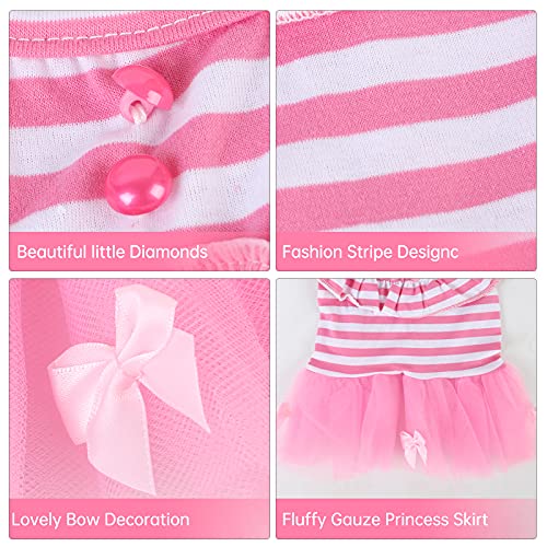 Dog Dress Small Dog Clothes - Dog Clothes for Small Dogs Striped Mesh Puppy Clothes Dog Dresses Chihuahua Clothes Designer Dog Clothes Yorkie Clothes Princess Comfortable (Pink, Medium)