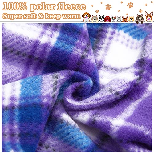 4 Pieces Dog Hoodie Plaid Dog Fleece Sweater Pet Pullover Clothes Warm Hoodie Outfit for Small Dogs Cats (Large)