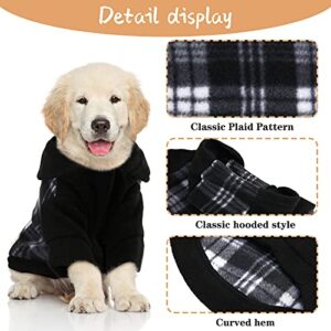 4 Pieces Dog Hoodie Plaid Dog Fleece Sweater Pet Pullover Clothes Warm Hoodie Outfit for Small Dogs Cats (Large)