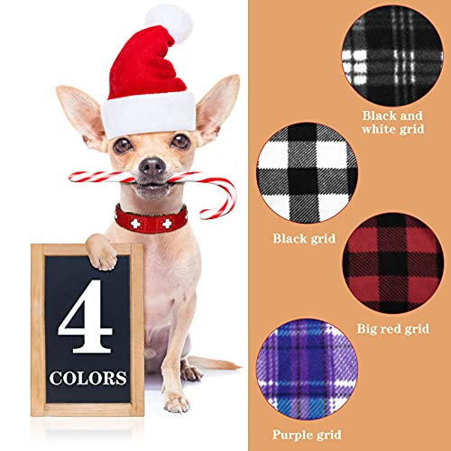 4 Pieces Dog Hoodie Plaid Dog Fleece Sweater Pet Pullover Clothes Warm Hoodie Outfit for Small Dogs Cats (Large)