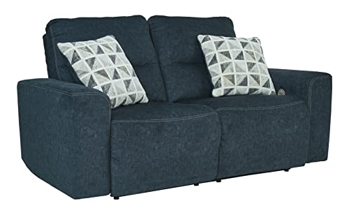 Signature Design by Ashley Paulestein Reclining Power Loveseat, 74"W x 41"D x 40"H, Blue