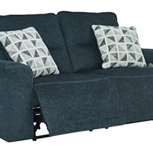 Signature Design by Ashley Paulestein Reclining Power Loveseat, 74"W x 41"D x 40"H, Blue