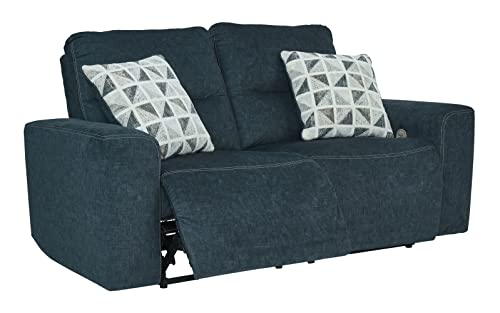 Signature Design by Ashley Paulestein Reclining Power Loveseat, 74"W x 41"D x 40"H, Blue