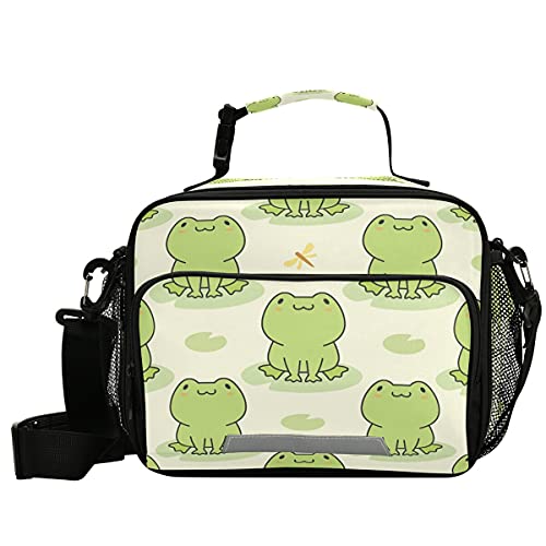 MNSRUU Lunch Bag Cute Frog Insulated Lunch Bag Women Lunch Totes Men Lunch Box with Adjustable Shoulder Strap Lunch Bag for Work Office School Picnic