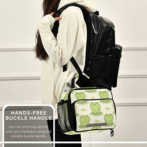 MNSRUU Lunch Bag Cute Frog Insulated Lunch Bag Women Lunch Totes Men Lunch Box with Adjustable Shoulder Strap Lunch Bag for Work Office School Picnic