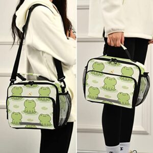 MNSRUU Lunch Bag Cute Frog Insulated Lunch Bag Women Lunch Totes Men Lunch Box with Adjustable Shoulder Strap Lunch Bag for Work Office School Picnic