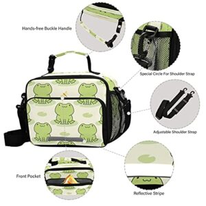 MNSRUU Lunch Bag Cute Frog Insulated Lunch Bag Women Lunch Totes Men Lunch Box with Adjustable Shoulder Strap Lunch Bag for Work Office School Picnic