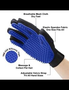 Pet grooming glove gentle deshedding brush (One size)