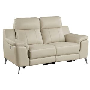 lexicon ezra genuine leather power reclining loveseat, beige