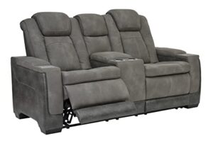 signature design by ashley next-gen durapella pwr rec loveseat/con/adj hdrst, 75"w x 40"d x 43"h, gray