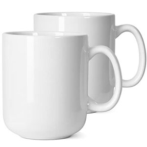 smilatte 20 oz large coffee mug, m016 plain ceramic boss big tea cup with handle for dad men, set of 2, white